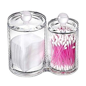 Cq acrylic Multifunctional Home Decor For Cotton Swabs Organizer and Cotton Balls Storage,5.4 x3.1x 5.1,pack of 1