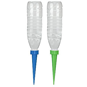 JTW- Lot of 12 Pcs Get Straight to The Root - Automatic Garden Cone Watering Spike Plant Flower Waterers Bottle Irrigation Plastic (L13 cm,dai 3cm) Green Blue Color
