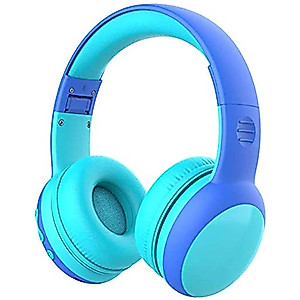 gorsun Bluetooth Kids Headphones with Microphone,Children's Wireless Headsets with 85dB Volume Limited Hearing Protection,Stereo Over-Ear Headphones for Boys and Girls (Blue)
