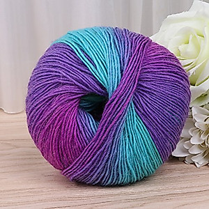 Beerty 1Ball 50g Hand-woven Rainbow Colorful Crochet Cashmere Wool Blend Yarn Knitting