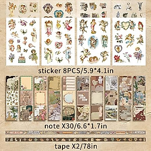 Chuchengio 242Pcs Aesthetic Scrapbook Paper Stickers Supplies Kit,Art Decoupage Paper for Scrapbooking Journaling Supplies，Bullet Journal Kit with Journal Vintage Stickers