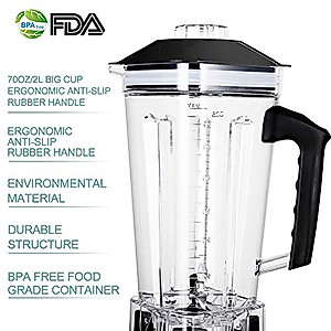 Professional Countertop Blender, 2200W High Power Commercial Blender for Shakes and Smoothies with 70Oz BPA Free Container, Built-in Timer Smoothie Maker Mixer for Crushing Ice, Frozen Dessert
