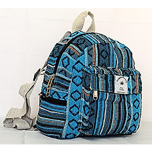 Generic Eco Friendly Set Of Mini Backpack + Pen case Coin Purse Hemp University Light Weight For Girl (Blue), Small