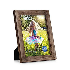 RPJC 6x8 inch Picture Frame Made of Solid Wood and High Definition Glass Display Pictures for Table Top Display and Wall Mounting Photo Frame with Stand Carbonized