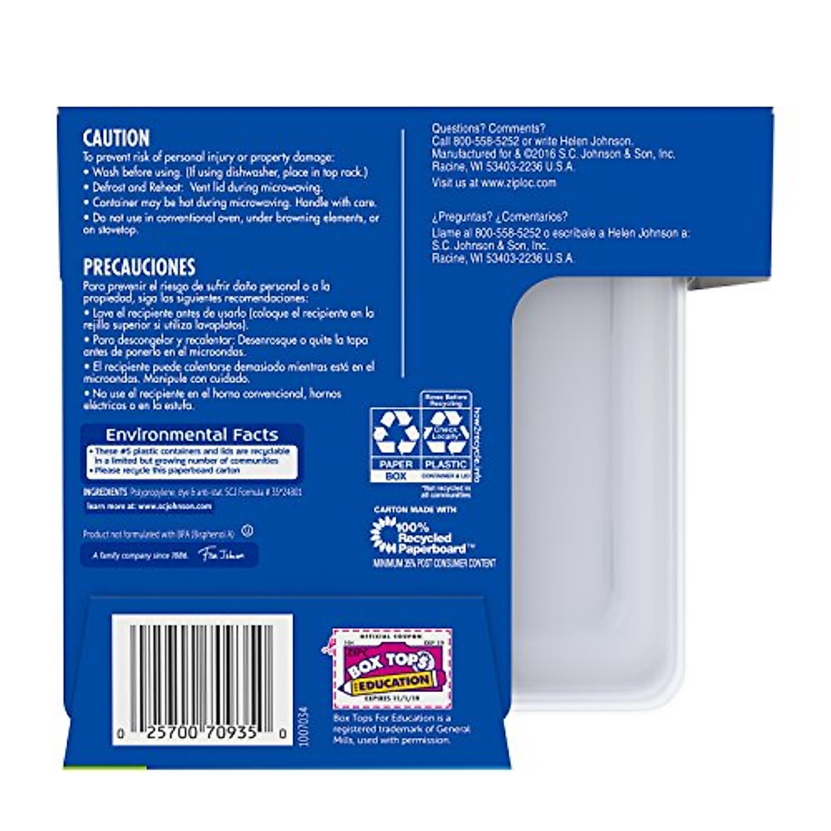 Ziploc Food Storage Meal Prep Containers with One Press Seal, for Travel and Organization, Dishwasher Safe, Small Square, 4 Count