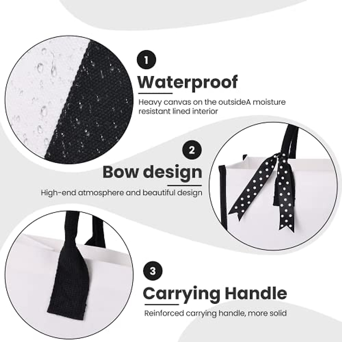 Aduewik 8 Pack Canvas Tote Bags Initial Classic Black and White Present Bag Personalized Canvas Beach Bag for Wedding, Birthday, Beach, Holiday