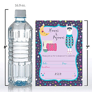 Llamas and Pajamas Slumber Party Sleepover Birthday Party Invitations, 20 5x7 Fill In Cards with Twenty White Envelopes by AmandaCreation