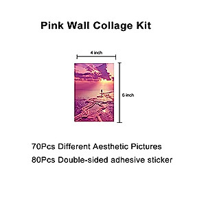 BOPART 70pcs Wall Collage Kit Aesthetic Picures, Pink Room Decor Aesthetic Collage Picture Wall Decor for Teen Girls Room Bedroom Dorm (4x6 inch)
