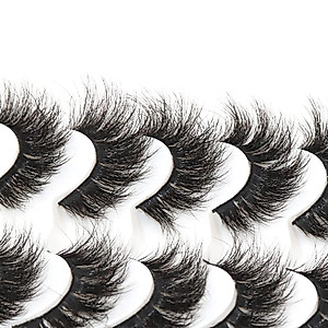 Losha False Lashes Super Fluffy Faux Mink Eyelashes Dramatic Long and Full Fake Eyelashes 7 Pairs Pack Volume Lashes
