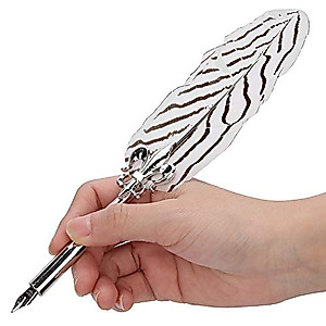 Tyenaza Quill Pen and Ink Set, Feather Pen Ink Set, Feather Calligraphy Pen Set, Valentine’s Day Gift for Writing Lovers Birthday Gift, Holiday Ideal Gift