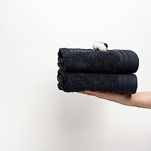 Weidemans 100% Cotton Towels | 2 Bath Towels 30" x 56", 2 Hand Towels 18" x 30" & 4 Washcloths 13" x 13" | Black Hand Towels | 8 Ultra Soft & Highly Absorbent Hand Towels for Bathroom
