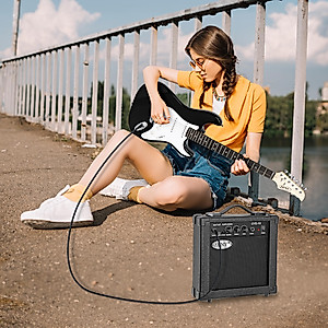 ZENY 39in Full Size Electric Guitar with 10W Amp, Case and Accessories Pack Beginner Starter Package, Black