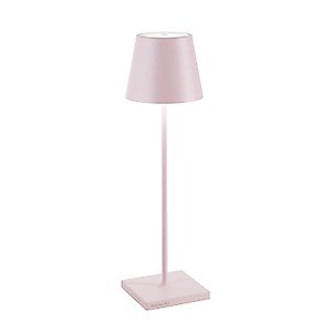 Zafferano, Poldina Pro Lamp, Rechargeable Cordless Table Lamp with Touch Controls, Suitable for Indoor and Outdoor, Dimmer, 2200-3000 K, Height 14.9 Inches, Pink Color
