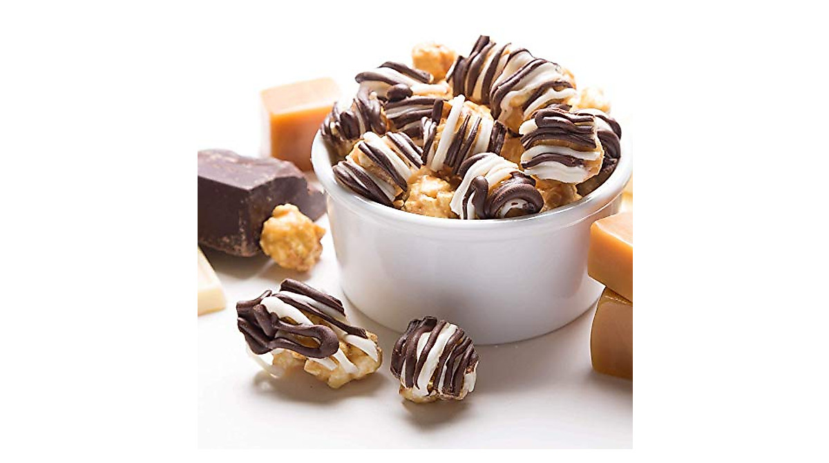 Popcornopolis Zebra Popcorn: Gourmet Caramel Chocolate Treat