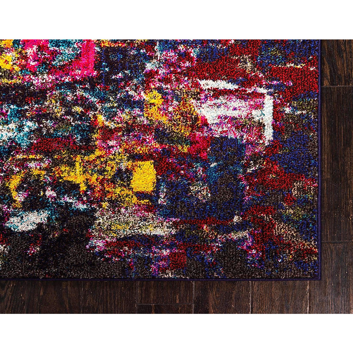 Unique Loom Estrella Collection Dark Colors, Modern, Abstract, Distressed Area Rug, 7 ft x 10 ft, Multi/Navy Blue