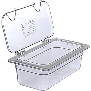 Carlisle FoodService Products 10279Z07 EZ Access Hinged Lid with Handle and Notch, Third Size, Clear
