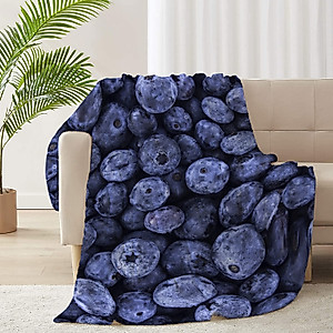 Blueberry Throw Blanket 3D Food Blanket for Girls Boys Kids Soft Cozy Fleece Funny Food Blanket for Bed Couch Sofa Chairs—All Season Small 50"x40"(Throw) Kid