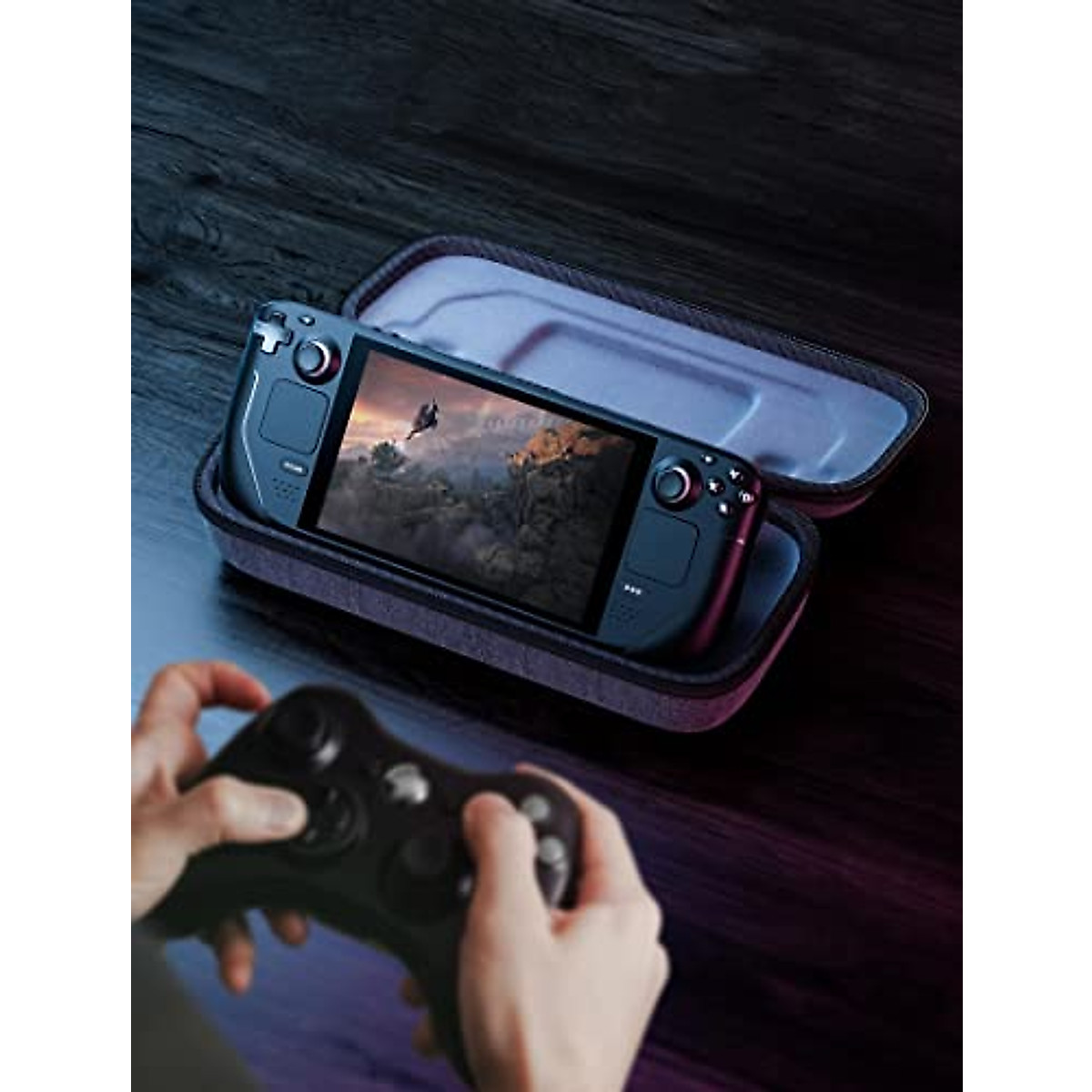JSAUX Carrying Case Compatible with Steam Deck/Steam Deck OLED, Protective Hard Shell Carry Case Built-in Charger Storage, Portable Travel Carrying Case for Steam Deck Console & Accessories - BG0102