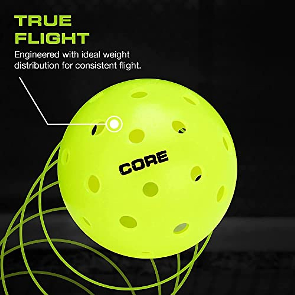 CORE Pickleball Balls for Professionals and All Levels of Play, USA Pickleball Approved Durable Indoor and Outdoor Pickleball Balls with 40 Holes (3 Balls)