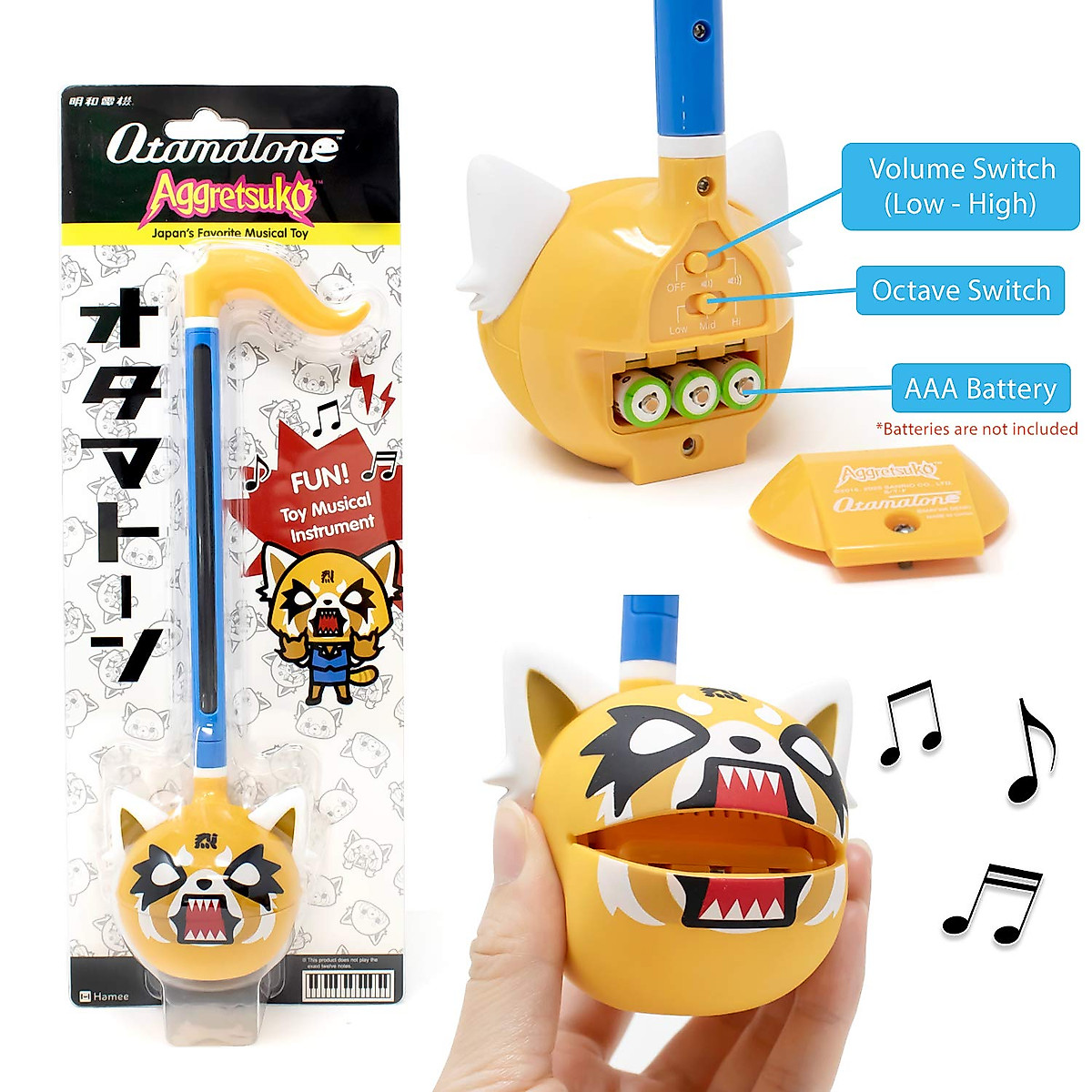 Otamatone Special Edition Sanrio (Aggretsuko - Rage) - Fun Electronic Musical Toy Synthesizer Instrument by Maywa Denki (Official Licensed) [Includes Song Sheet and English Instructions]