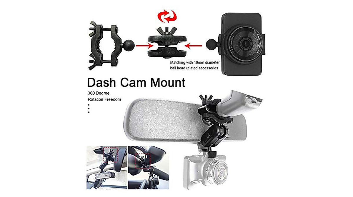 CALIDAKA Car Interior Holder - Universal Dash Cam Mount with 360° Rotation