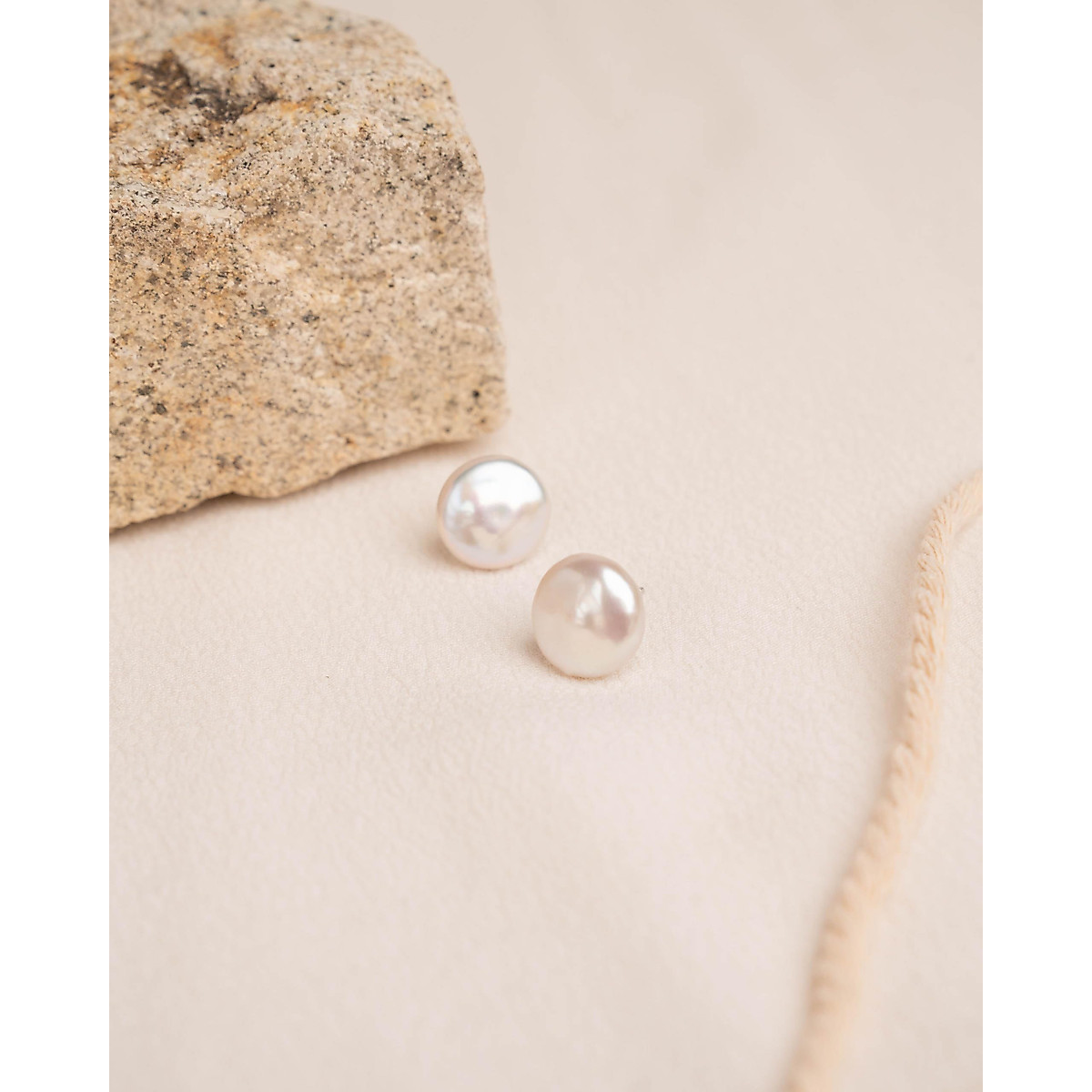 Secret & You Women Pearl Earrings Freshwater Cultured Pearls | Coin Pearls | 925 Sterling Silver mounts | Available in 11-12 mm, 12-13 mm and 13-14 mm
