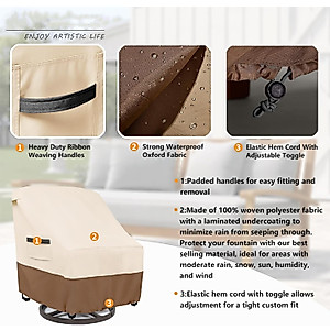 100% Waterproof Rocking Chair Covers,Freestyle Rocker Covers,Waterproof Heavy Duty Outdoor Camping Chair Covers,Anti-uv Patio Sofa Covers,Patio Furniture Covers 1Pack(White and Coffea, 26*27.1*34.3'')