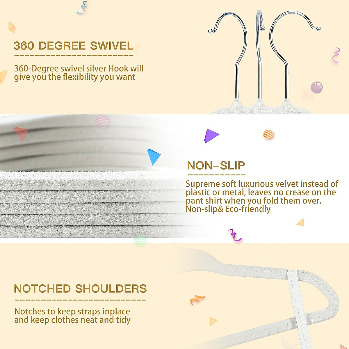 11 Inch Baby Velvet Hangers,16 Pack Velvet Kids Hangers,Non Slip Toddler Infant Hangers,Baby Clothes Hangers for Closet (Ivory)