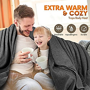 Jmr Usa Inc. Military Wool Blanket for Camping, Emergency and Everyday Use, Fire Retardant Extra Thick and Warm Outdoor Wool Blanket, 80% Wool, Grey, Size 66X90.