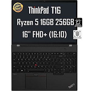 ThinkPad T16 16" WUXGA (AMD Ryzen 5 PRO 6650U, 16GB DDR5 RAM, 256GB SSD, 6-Core (Beat i5-1235U)) Business Laptop, Fingerprint, Backlit, FHD Webcam, Wi-Fi 6E, 3-Yr Warranty, Win 10 / Win 11 Pro