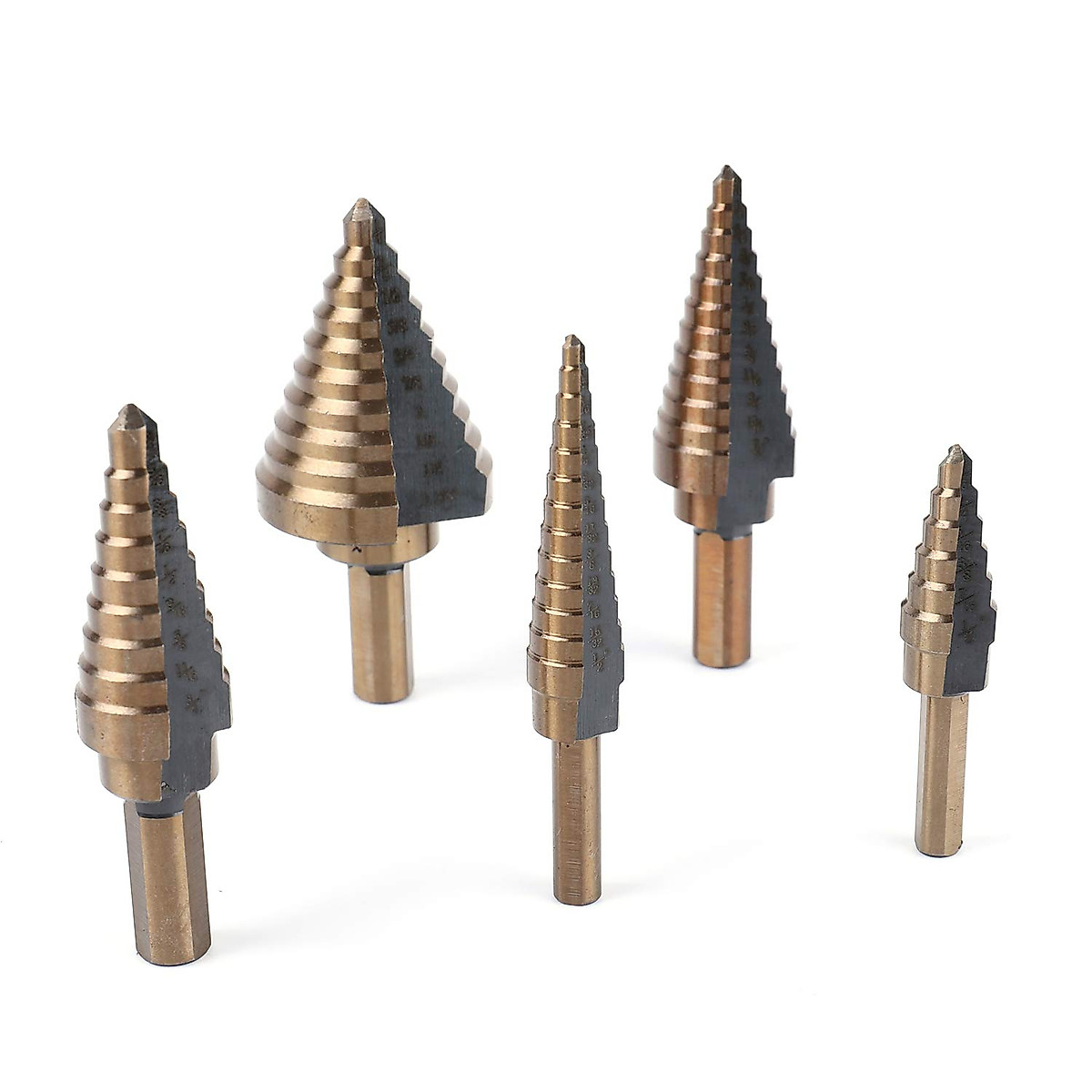 Yesland 5pcs Hss Cobalt, Multiple Hole 50 Sizes High Speed Metal Step Drill Bit Set with Aluminum Case