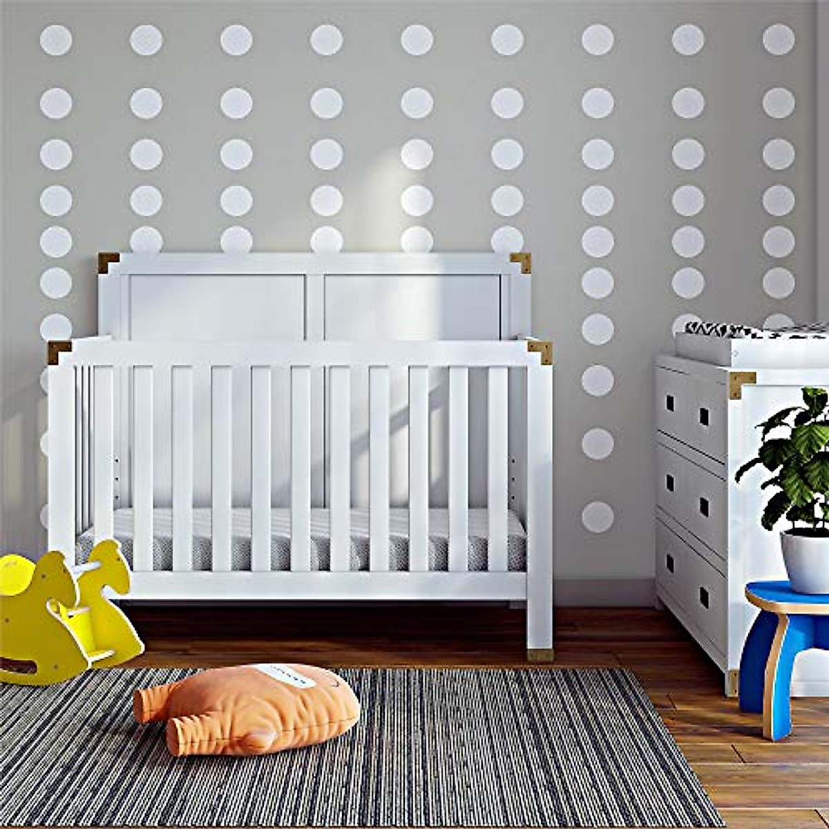 Baby Relax Miles 5-in-1 Convertible Crib, Nursery Furniture, Classic White