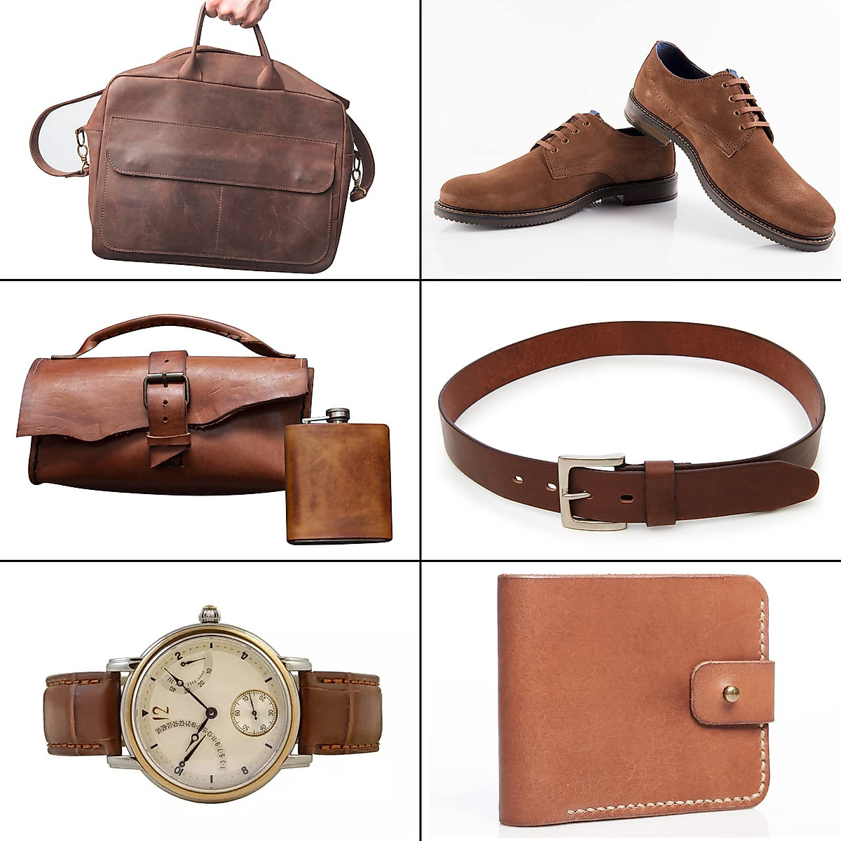 Tooling Leather Square 1.8-2.0MM Thick Genuine Top Full Grain Oil Tan Crazy Horse Cowhide Leather Sheets for Crafts Tooling Sewing Wallet Earring Hobby (Brown, 6"x12")