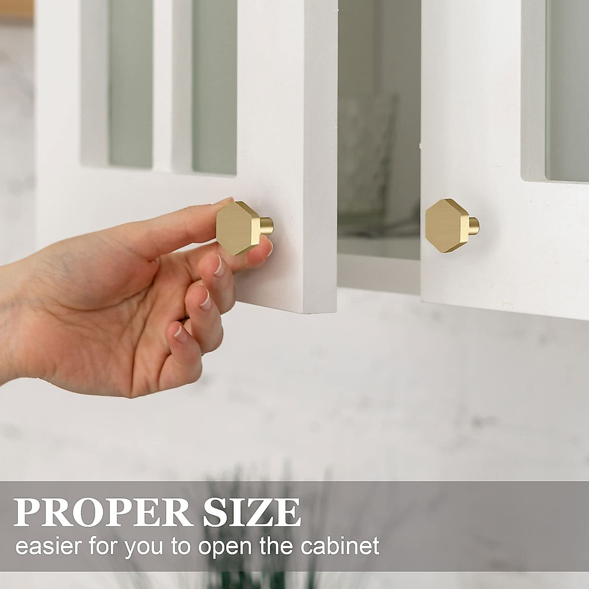 Ferraycle 25Pcs 1'' Solid Knobs Shoe Cabinets Knob and Pulls Cabinet Handles Metal Dresser Handles Modern Decorative Hardware for Cabinets Door Kitchen with Screws (Hexagon)