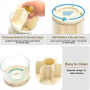 EPKAOZEY Rotating Pen Holder Desk Organizer, 7 Grids 360° Pencil Holder Rotatable Desktop Organizer, Removable Makeup Holder Large Capacity, Holds Pencils, Crayons and All Kinds of Stationery, Makeup Brushes, Small House Items (White)