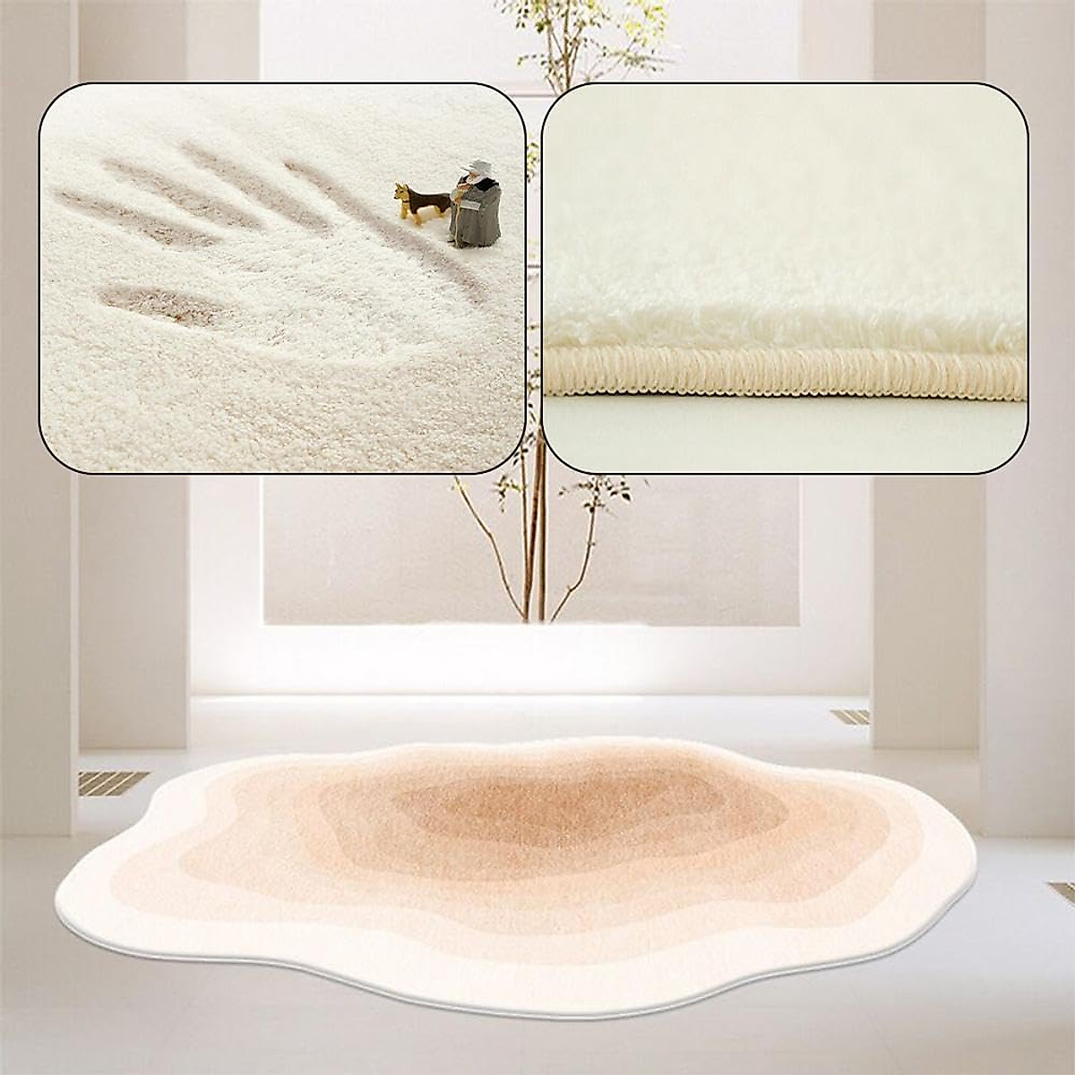 Modern Abstract Area Rugs Cute Gradient Irregular Carpets for Living Room Geometric Irregular Shaped Bedside Rug Non-slip Washable Large Area for Bedroom Entryway Dorm Kitchen, (Lotus Root Pink)