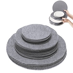 96 Pack Felt Plate Dividers Protectors, Thick Felt Round Plate Separators Pads China Dish Storage Protectors Pads with 3 Sizes for Packing Stacking Porcelain Cookware, Grey