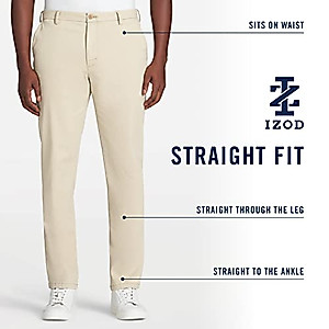 IZOD Men's Saltwater Stretch Flat-Front Chino Pants, Cadet Navy Strt, 38W x 29L