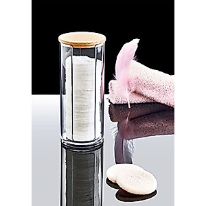 Boxup Air Tight Canister Storage Container with Wooden Lid Holder Bathroom Jars Canisters for Cotton Ball Swab Pad Storage Dispenzer