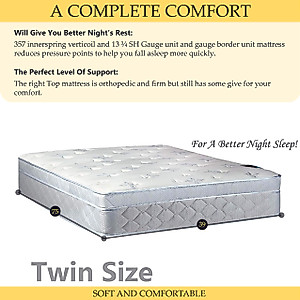 Nutan 10-Inch Plush Foam Encased Hybrid Eurotop Innerspring Mattress and 8" Wood Boxspring/Foundation Set, Twin