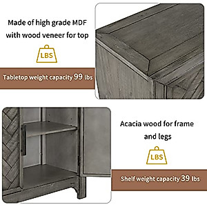 40" Console Table Sofa Table with 2 Door Cabinet and Adjusted Shelves, Wood Accent Buffet Sideboard Serving Storage Cabinet for Living Room, Entryway, Kitchen Dining Room (Antique Gray/CC)