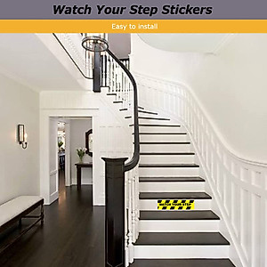 Watch Your Step Floor Decals Stickers – 5 Pack Warning Sign Sticker Floor Tape Anti Slip Abrasive Adhesive Tape Decal for Workplace Home Safety Wet Floor Caution