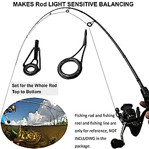 THKFISH Rod Repair Kit Rod Tip Repair Kit Ceramics Tips Stainless Steel Carbon Spinning Rod Guides Fishing Rod Repair Kit Black 35pcs