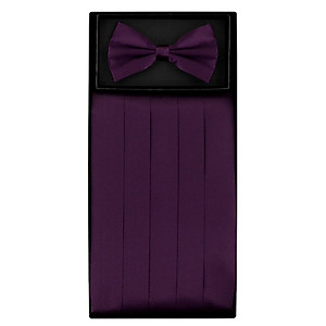 SILK Cumberbund & BowTie DARK PURPLE Men's Cummerbund & Bow Tie Set