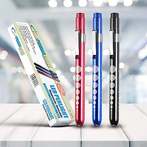 Primacare DL-9326 Aluminum Diagnostic Reusable Penlights | Pupil Gauge | 6-Inch LED Medical Pen Light | Professional Medical Supplies for EMT, Nurses, Doctors, Dentists & Hospitals | Multicolor 3 Pack