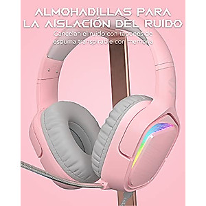 Black Shark Gaming Headset for PC, PS4, PS5, Xbox, Switch, All-in-1 Gaming Headphones with Ultra-Clear Bendable Mic, 50mm Dynamic Drivers, Noise Isolation Ear Cushions, in-line Controls - Pink