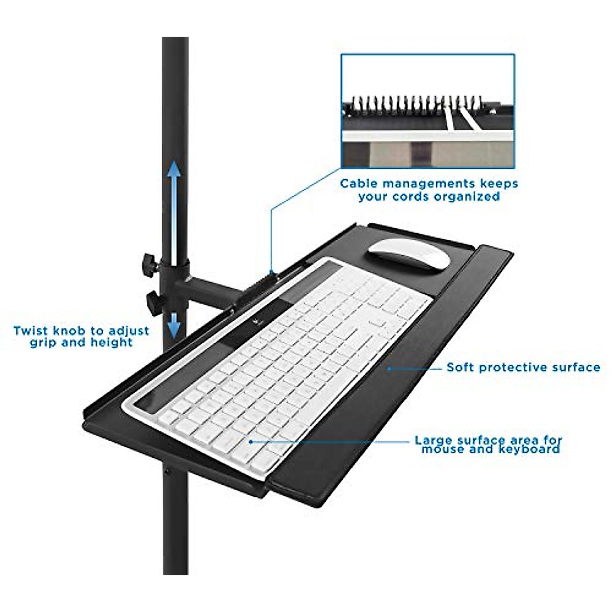 Mount-It! Rolling Computer Cart, Mobile Workstation with Tray Monitor Mount and CPU Holder, Height Adjustable and Mobile Stand for Office and Industrial Use