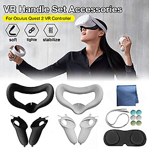 for Oculus Quest 2 Accessories, Quest 2 VR Silicone face Cover, VR Shell Cover,Quest 2 Touch Controller Grip Cover,Protective Lens Cover,Disposable Eye Cover (1)