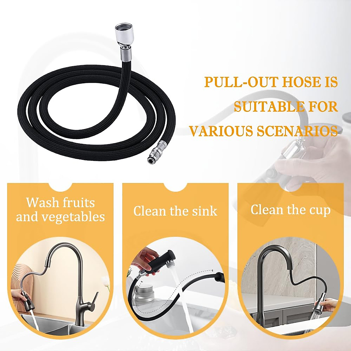 K-1219935-BC Hose Kit for Kohler Pull-Down Kitchen Faucet, Pull-Out Hose with 13.5oz Weight Ball, Classic Pull-Out Hose for Kohler K-1219935-BC/K-1304674-BC Hose Replacement Parts