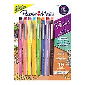 Paper Mate Flair Scented Felt Tip Pens, Assorted Sunday Brunch Scents and Colors, 0.7mm, 16 Count